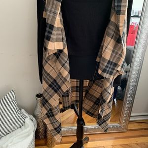 Jackets & Coats | Trendy Sleeveless Grid Print Coffee Colored Coat ...